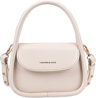 Generic Petit sac à main et sac à main en cuir avec poignée sur le dessus - Sac à main tendance - Mini sac à bandoulière mignon pour femme, blanc, Small
