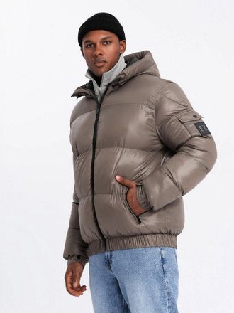 Ombre Winterjacke Herren-Pufferjacke mit gerippten Abschl&uuml;ssen