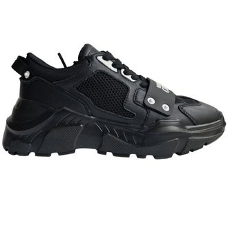 Versace Jeans Couture Speedtrack Schwarze Leder Mesh Sneakers - - Shoes - Herren - Schwarzk - 40 EU