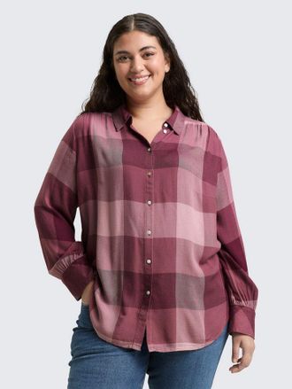 Tom Tailor Langarmbluse Blusen & Shirts Plus Size - Hemdbluse mit Karomuster