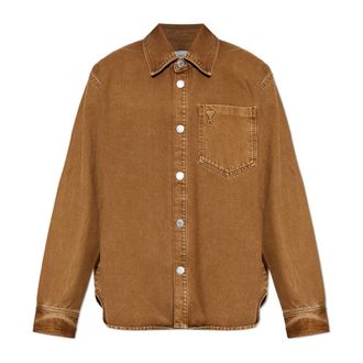 Ami unisex, Chemises, Brun, Taille: XL Veste en denim avec logo