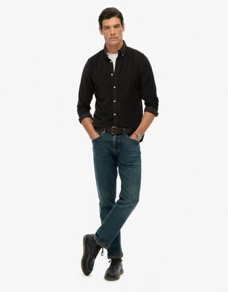 Superdry Classic - Hemd aus Feincord in Meteoritenschwarz