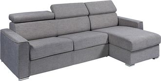 Vente-Unique Ecksofa mit Matratze - Ecke wechselbar - Stoff - Grau - Liegefl&auml;che 140 cm - Matratze 22 cm - Memory Schaum - Vizir