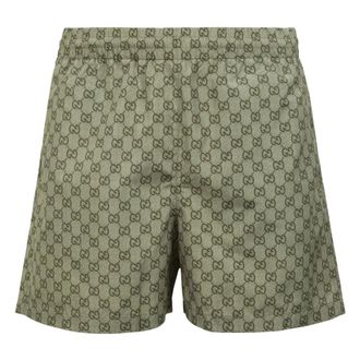 Gucci Bedruckte Polyester Popeline Badeshorts - - Swimwear - Herren - Beige - L