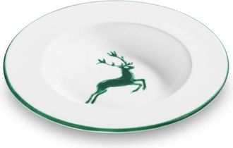 Gmundner Keramik Suppenteller Gourmet Durchmesser : 24 cm gr&uuml;ner Hirsch Geschirr, handgemacht in &Ouml;sterreich