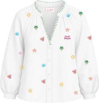 Saint Barth Femme, Blouses et Chemises, Multicolore, Taille: 38 FR Chemise Brod&eacute;e en Coton