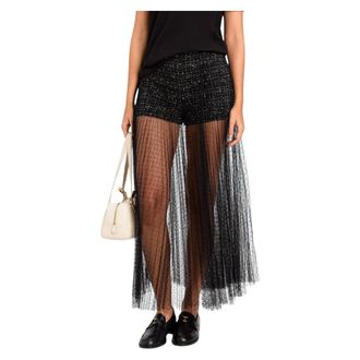 Twinset Jupe-short avec superposition en tulle plumetis - Femme - Jupes - Noir - Taille: 40 FR