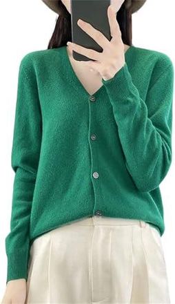 Generic Pull dhiver en % laine m&eacute;rinos pour femme - Col rond - Solide - D&eacute;contract&eacute; - Cachemire - Doux, vert, Taille XL