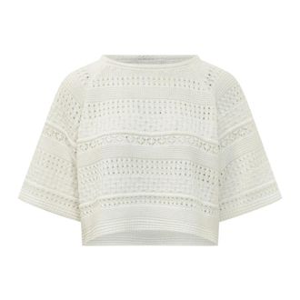 Max Mara Kurzarm-Strickoberteil - - Knitwear - Damen - Wei&szlig; - S