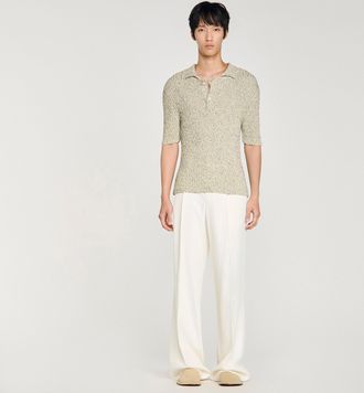 Sandro Polo en maille effet chin&eacute; en coton
