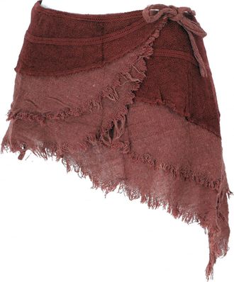 Guru Shop Goa Cacheur in Natürlichem Look, Minirock, Wickelrock Gürtel - Rost, Damen, Baumwolle, Size:L