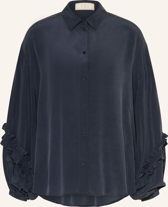 IVI Collection Ivi Collection Hemdbluse Aus Seide Mit Rüschen blau