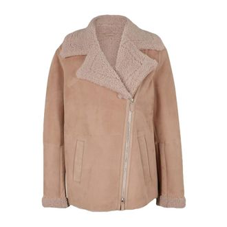 Windsor Bikerjacke aus Lammfell mit breitem Revers - - Jackets - Damen - Beige - M