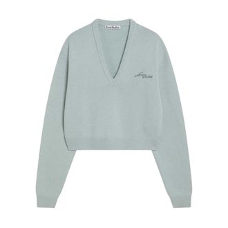 Acne Studios Wollpullover mit V-Ausschnitt - - Knitwear - Damen - Gr&uuml;n - M