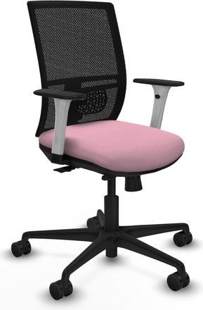 Piqueras y Crespo Computerstuhl Rosa Yunquera mit wei&szlig;en und schwarzen Armlehnen, h&ouml;henverstellbare Lendenwirbelst&uuml;tze, ausgestattet mit Syncro/Traslack und Schneidesch