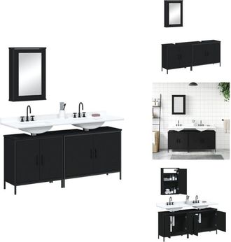 vidaXL Vidaxl - Ensemble de meubles salle de bain 3 pcs noir bois dingénierie - Meuble Salle De Bain - Ensemble Meuble Salle De Bain - Armoire Salle De