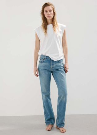 Mango T-shirt &eacute;paulettes manches courtes blanc - Femme - XXS - MANGO