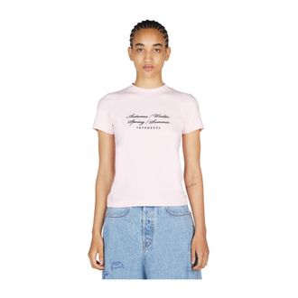 VETEMENTS Besticktes Baumwoll-T-Shirt - - Tops - Damen - Rosa - L