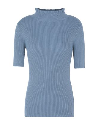 8 by YOOX RIB-KNIT RUFFLED MOCKNECK S/SLEEVE TOP