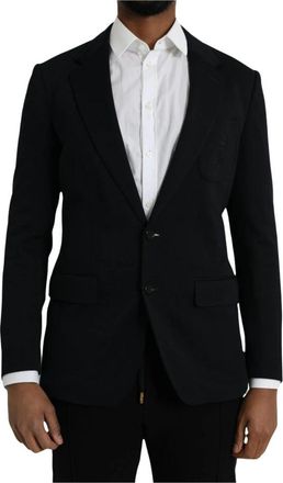 Dolce & Gabbana Schwarzer Wollmantel Blazer Slim Fit - - Jackets - Herren - Schwarzk - M