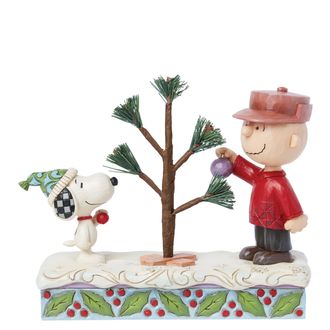 Enesco Peanuts by Jim Shore Snoopy and Charlie Brown Christmas Tree Figurine