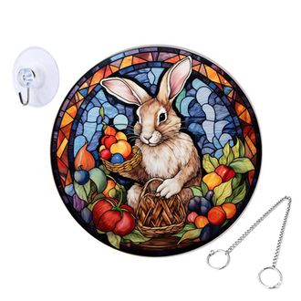 OSALADI H&auml;ngender Acryl Osteranh&auml;nger Hasenmotiv Doppelseitig Klein mit 60cm Kette und Saugnapf Fenster und Verandadeko