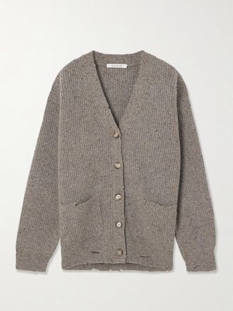 Slvrlake Denim Venice Cardigan Aus Gerippter Merinowolle Mit Distressed-details - Grau