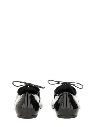 Dries Van Noten Shiny Leather Lace-Up Flat - Black