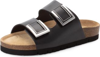 Marco Tozzi Damen Pantoletten aus Leder mit Klettverschluss, Schwarz (Black), 37 EU