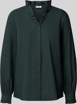 More & More Regular Fit Bluse mit R&uuml;schenkragen und V-Ausschnitt