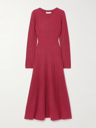 Altuzarra Gia Maxikleid Aus Einer Gerippten Woll-kaschmirmischung - Burgunder
