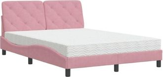 vidaXL Bett mit Matratze Rosa 140x190 cm Samt Vidaxl