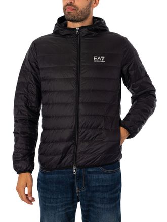 Emporio Armani Gewebte Daunenjacke, Schwarz