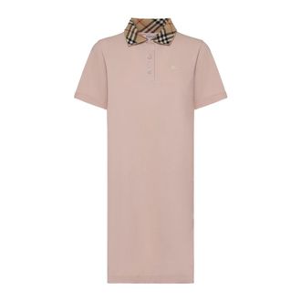 Burberry Femme, Robes, Rose, Taille: 38 FR Check Collar Cotton Polo Dress