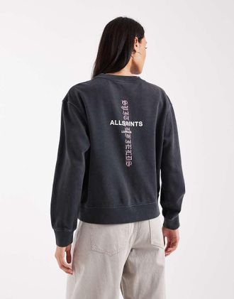 AllSaints Knox - Sweat court - Noir d&eacute;lav&eacute;