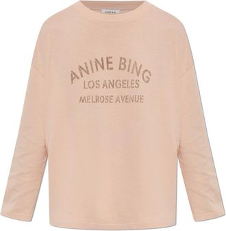 Anine Bing Femme, Tops, Rose, Taille: 36 FR Ivan Long Sleeve Melrose Stencil