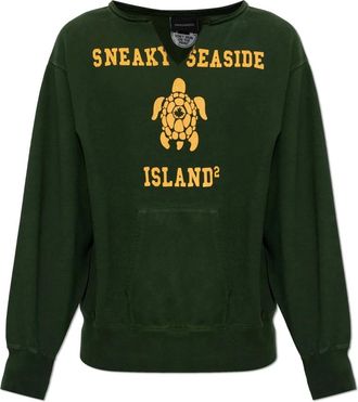 Dsquared2 Homme, Sweatshirts et sweats &agrave; capuche, Vert, Taille: 2XL Logo SweaT-shirt