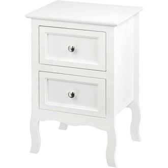 Woltu Nachttisch Sofatisch Nachtkommode Nachtschrank mit 2 Schubladen f&uuml;r Schlafzimmer Wohnzimmer, Stil barock, 40 x 60 x 30 cm mdf, Wei&szlig; - Woltu