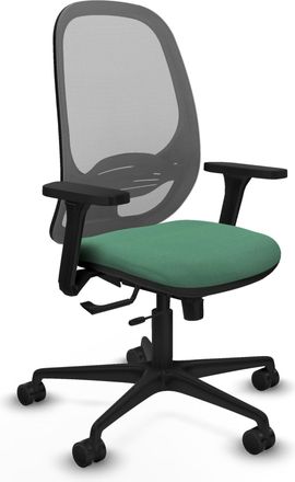 Piqueras y Crespo Hochwertiger B&uuml;rostuhl mit 3D-Armen, h&ouml;henverstellbare Lendenwirbelst&uuml;tze, ausgestattet mit Syncro/Traslack und Schneideschaum, Grau / Smaragdgr&uuml;n