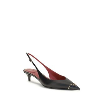 Valentino Garavani Womens Vlogo Slingback Heel Black Calf Leather Bos