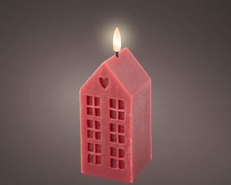 Lumineo LED Kerze Wachs rot/wames Weiss 6x6x14,8cm