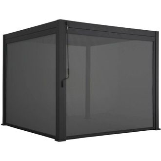 Sweeek Pergola bioclimatique aluminium Triomphe 3x3 m lames orientables avec 2 stores en aluminium et textil&egrave;ne anthracite