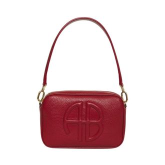 Anine Bing Rote Ledertasche mit gepr&auml;gtem Logo - - Bags - Damen - Rot - ONE SIZE