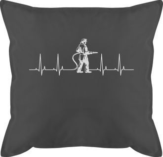 Shirtracer Kissen 50x50 - Feuerwehrmann Herzschlag Feuerwehr EKG Herzlinie I Freiwillige Feuerwehr Geschenke f&uuml;r Feuerwehrm&auml;nner I Jugendfeuerwehr 50 x 50 cm - G