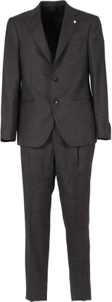 Luigi Bianchi Mantova costume en laine à veste à simple boutonnage - Noir