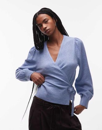 & Other Stories Gilet cache-coeur en laine pure - Bleu