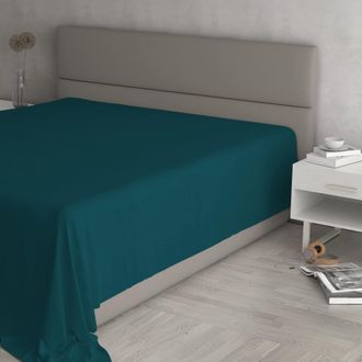 Italian Bed Linen MAX Color Bettlaken, 100% Baumwolle, einfarbig, Petrolgrün, Doppelbett Maxi 270 x 300 cm