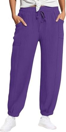 Generic Pantalons Running Femme Chic D&eacute;t&eacute; Long Pants &Eacute;lastique Relax Fit D&eacute;tente Sweatpant Respirant Confortable V&ecirc;tement Fluide Classique Taille Haute 2026 P