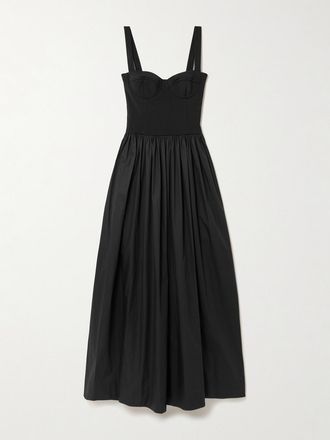 Esse Studios Maxikleid Aus Stretch-strick Und Biobaumwollpopeline Mit Bustier-cups - Schwarz