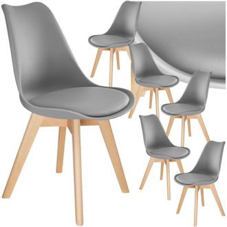 TecTake Tectake - Lot 6 chaises salle à manger style scandinave forme ergonomique blanc